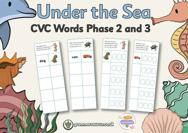 EYFS Under the Sea – CVC Words Phase 2 and 3 - Grammarsaurus