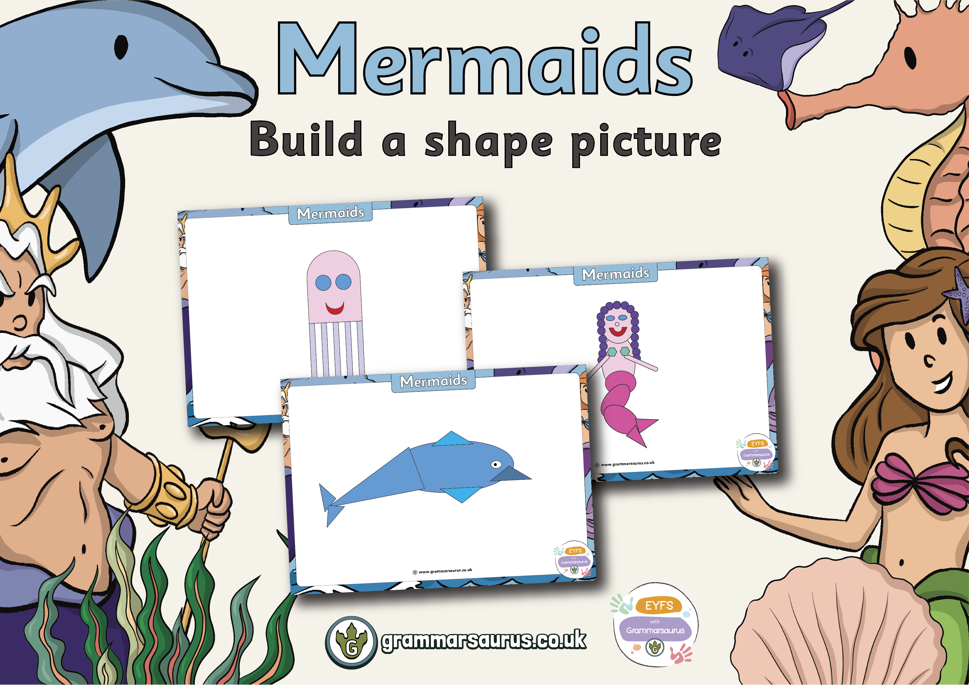 EYFS Mermaids – Build a shape picture - Grammarsaurus