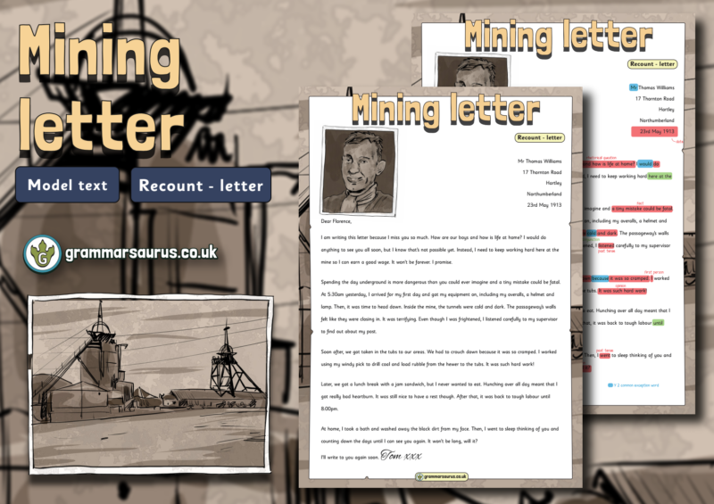 Year 2 Model Text – Recount – Letter – Mining Letter - Grammarsaurus