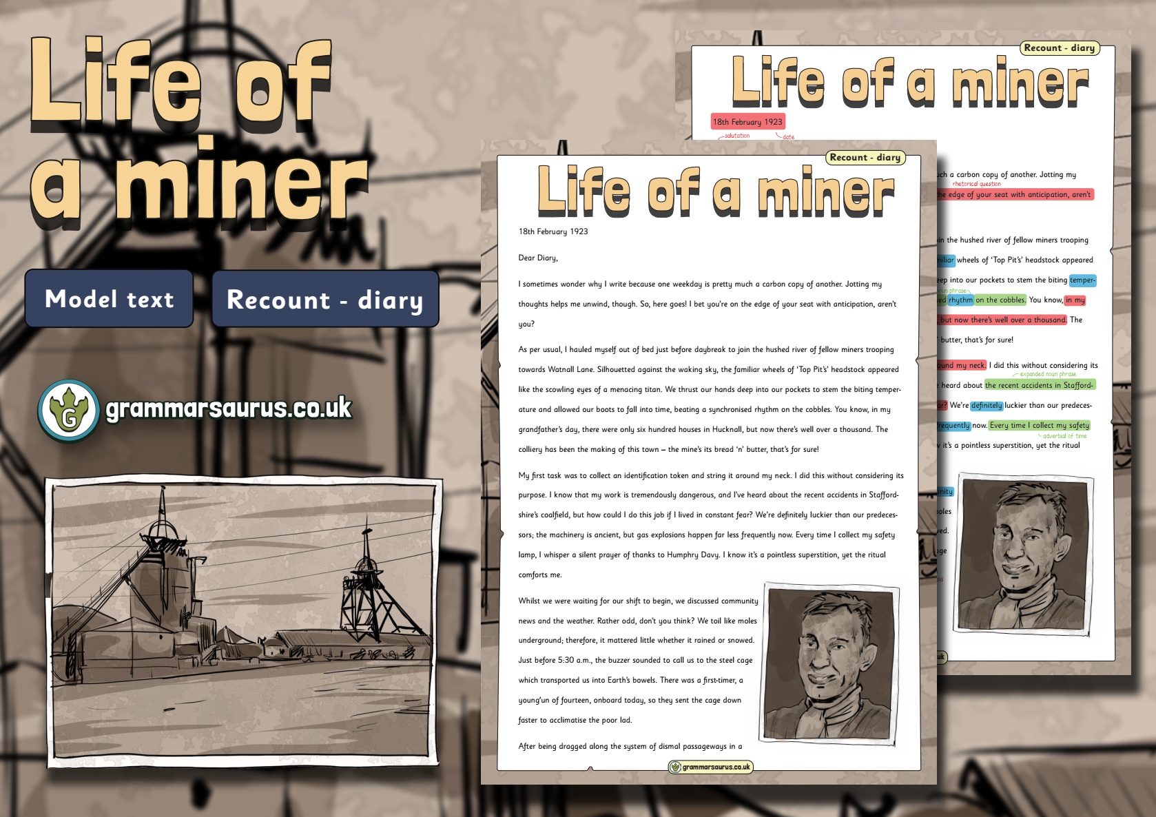 Year 5 Model Text – Diary entry – Life of a Miner - Grammarsaurus