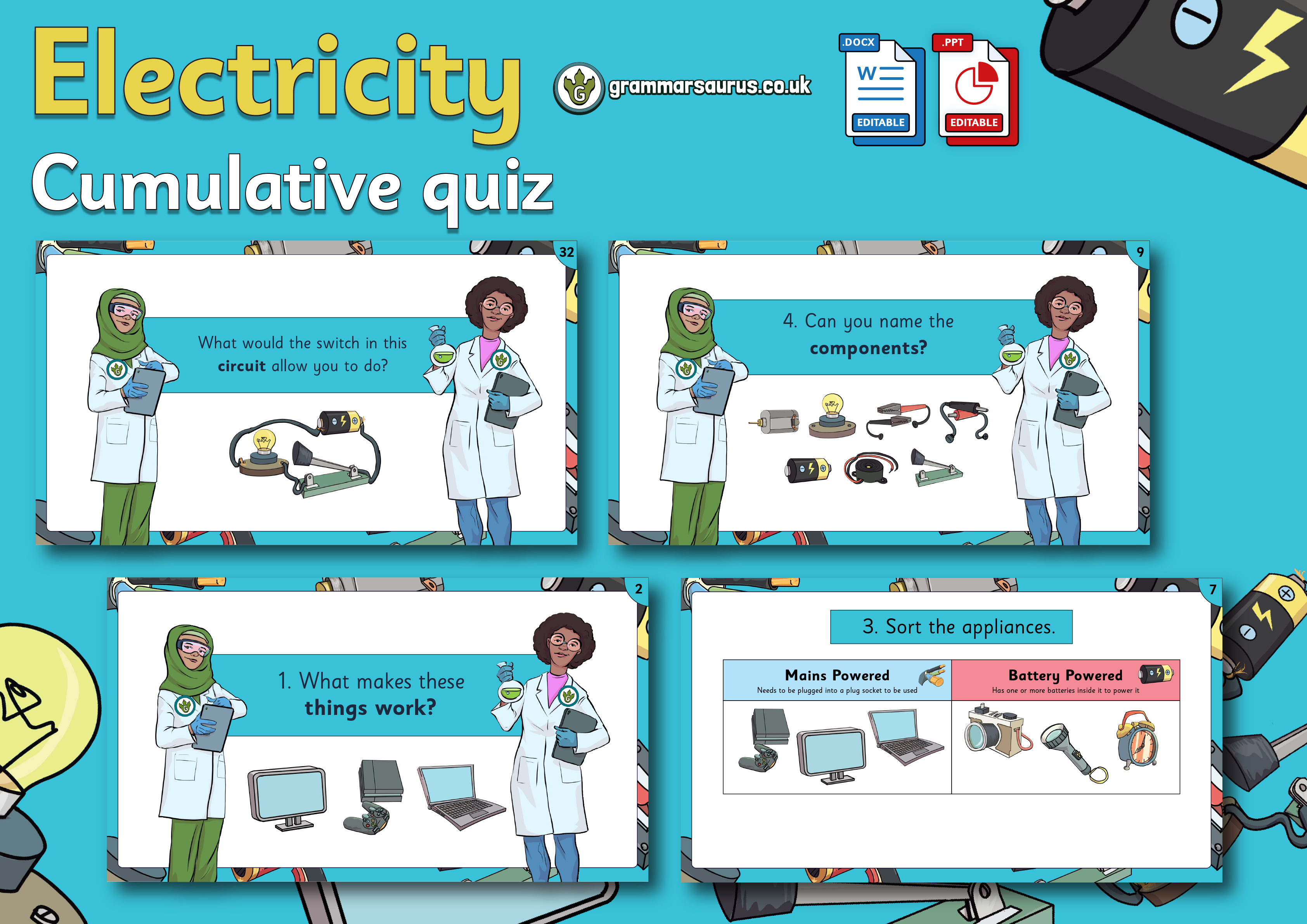 Year 4 Science – Electricity – Cumulative Quiz - Grammarsaurus