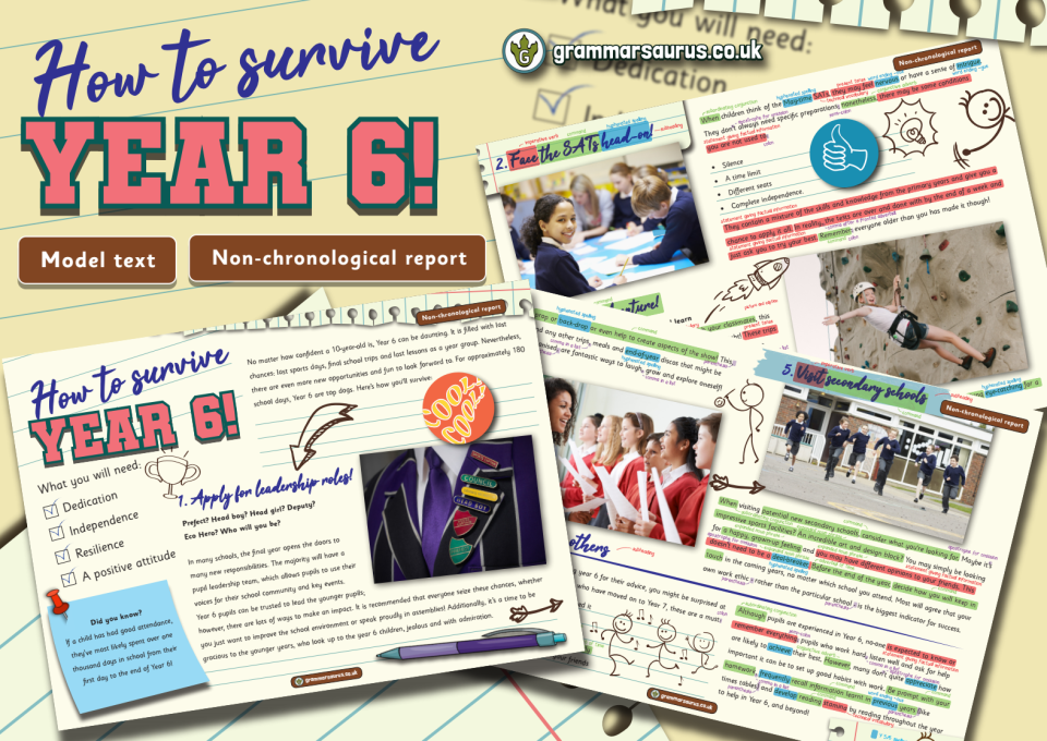 Year 6 Model Text – Non-chronological report – How to survive Year 6 ...