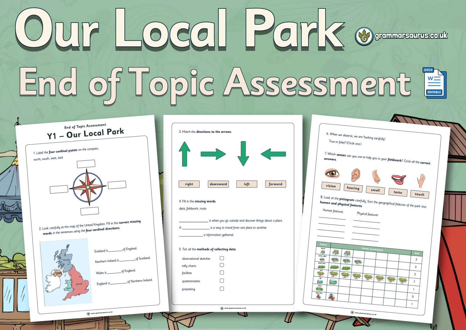 Year 1 Geography - Our Local Park – End of Topic Assessment - Grammarsaurus