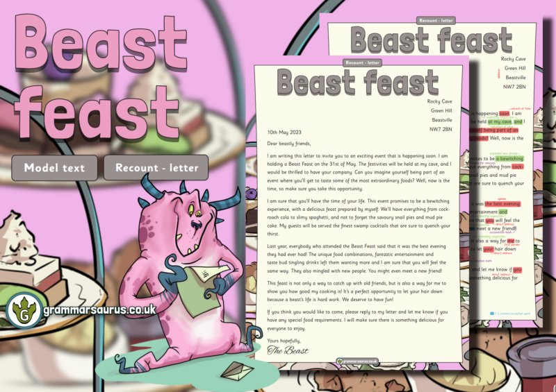 Year 2 Model Text – Recount – Letter – Beast Feast - Grammarsaurus