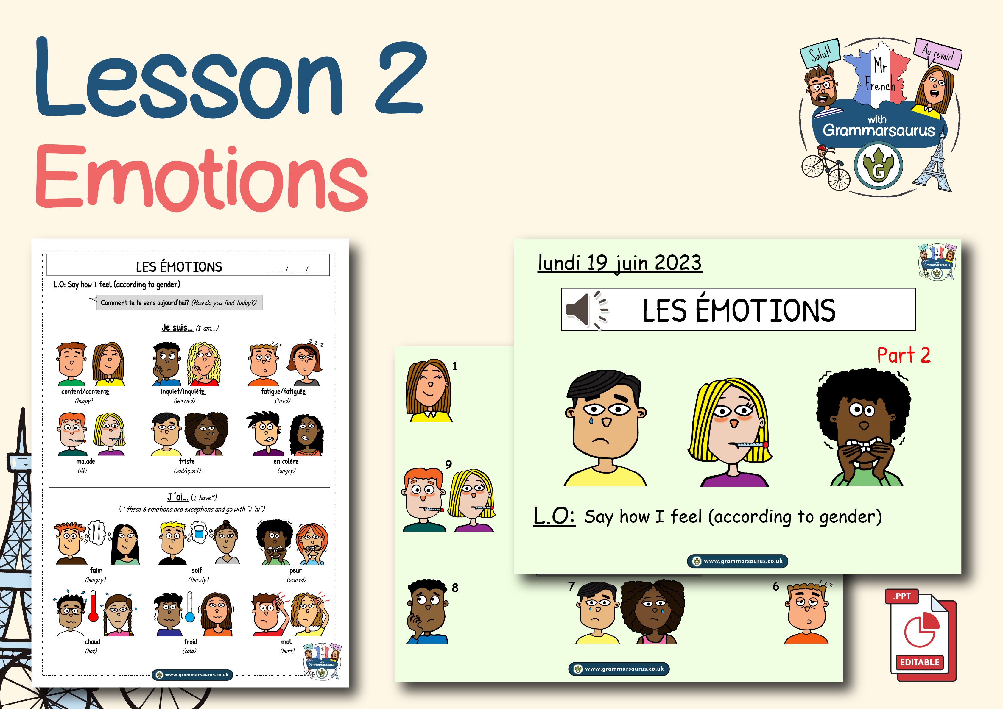 Year 5 French – Emotions – Lesson 2 - Grammarsaurus