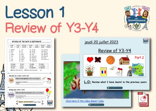 Year 5 French – Review of Y3-Y4 - Lesson 1 - Grammarsaurus
