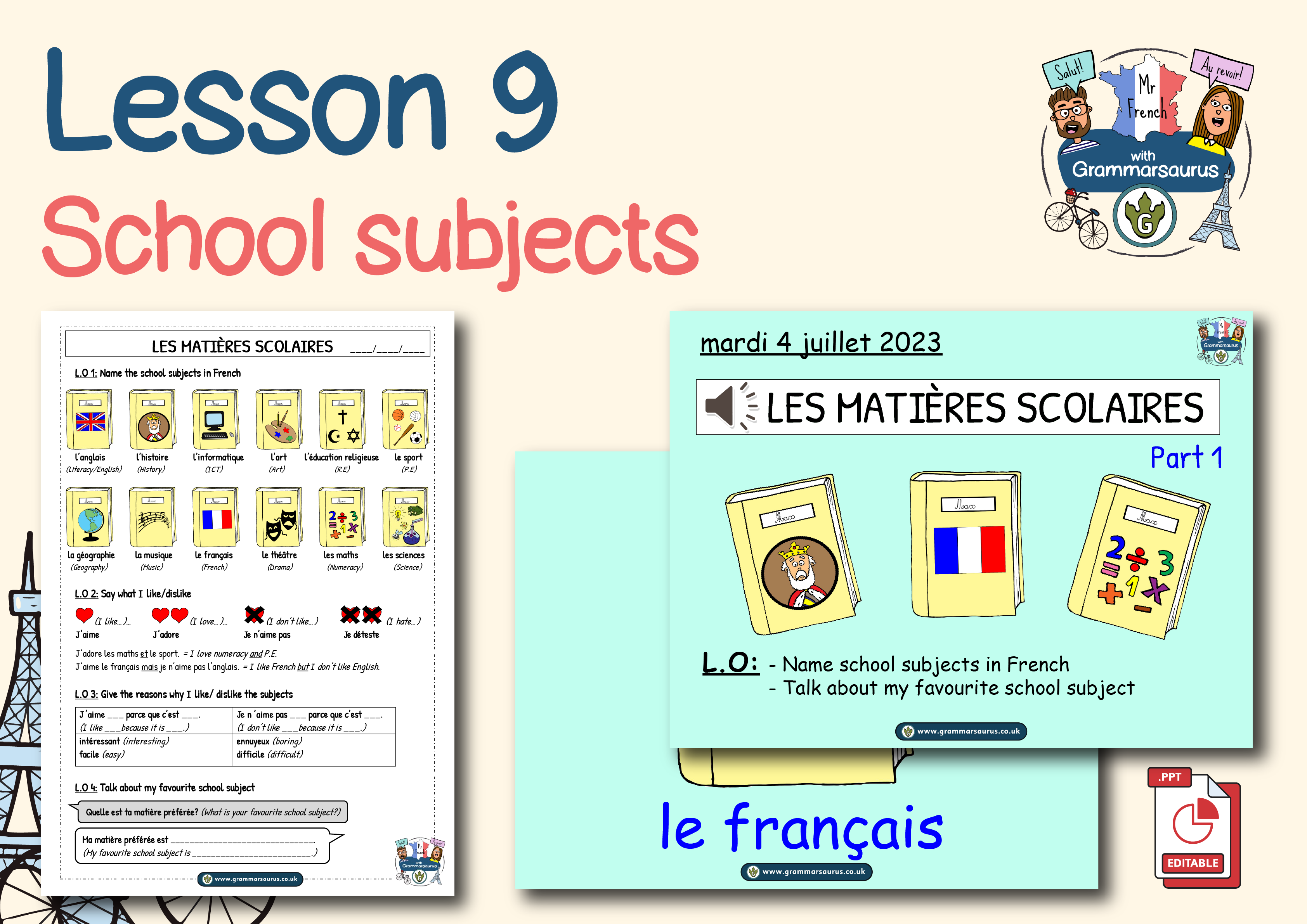 Year 4,5,6 French for Beginners – School subjects – Lesson 9 ...
