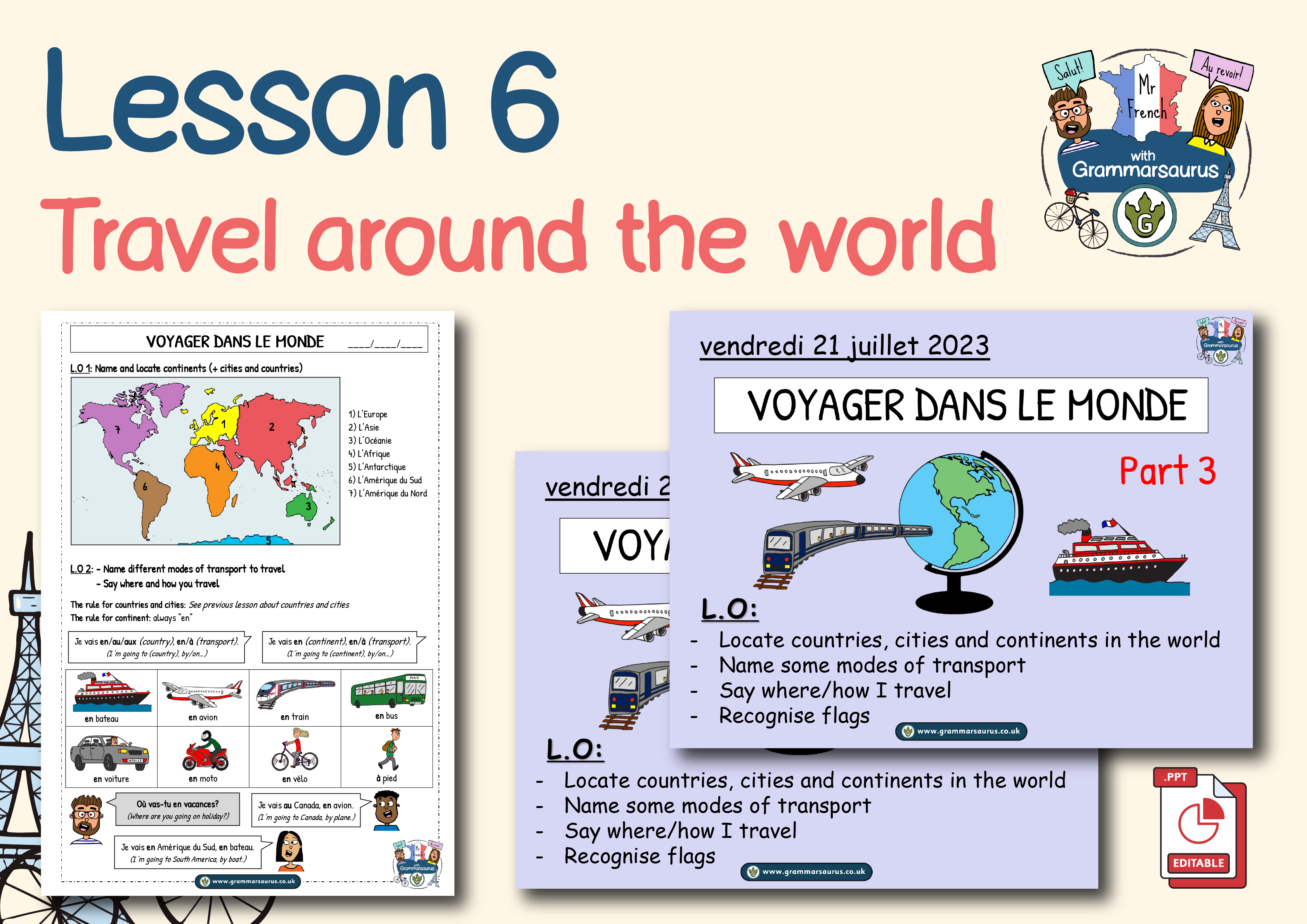 Year 5 French – Travel around the world – Lesson 6 - Grammarsaurus