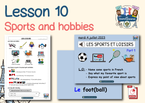 Year 4,5,6 French for Beginners – Sports and hobbies – Lesson 10 ...