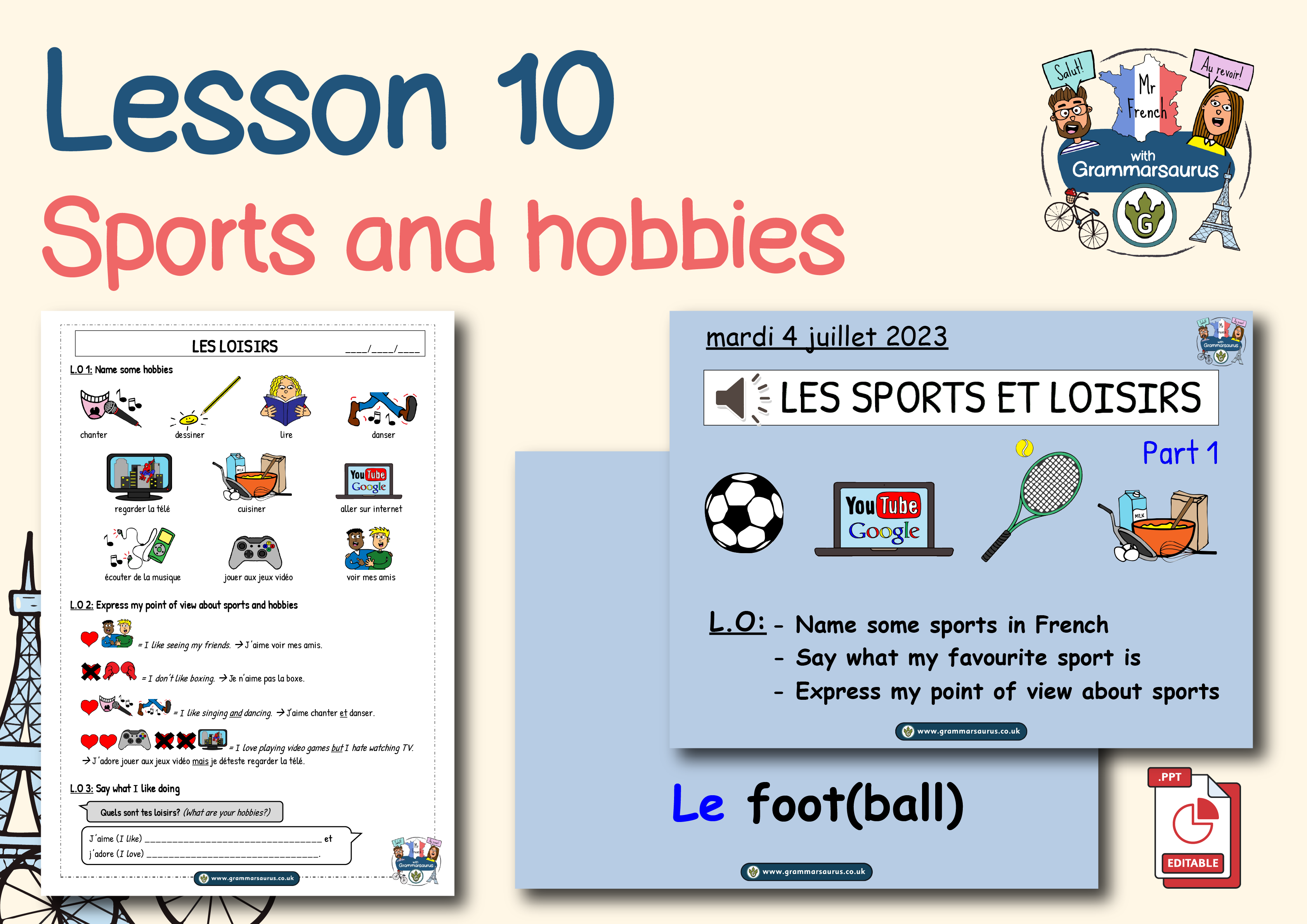 Year 4,5,6 French for Beginners – Sports and hobbies – Lesson 10 ...