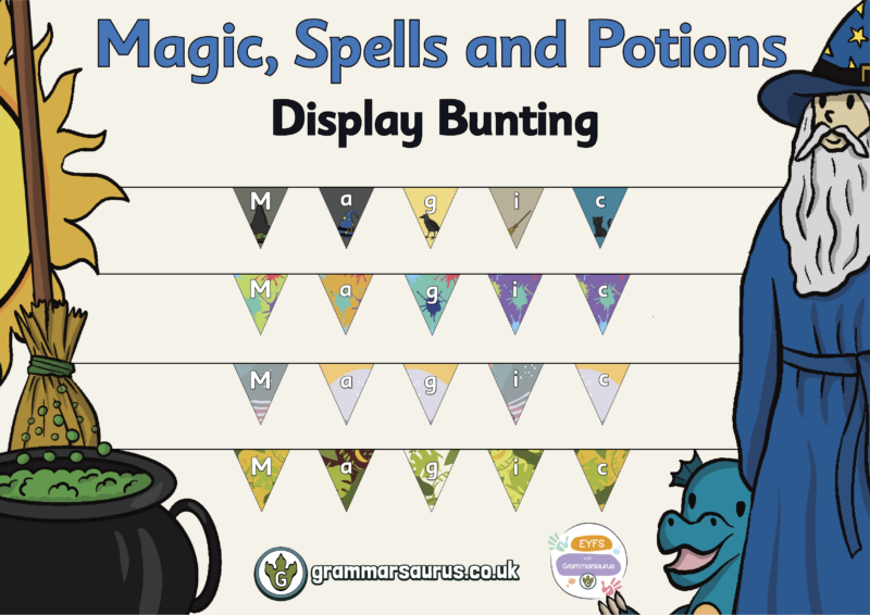 EYFS Magic, Spells and Potions – Display Bunting - Grammarsaurus