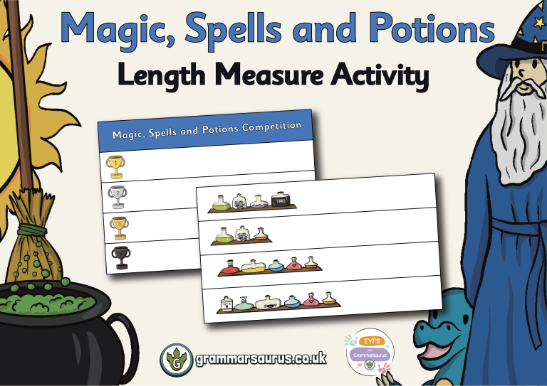 EYFS Magic, Spells and Potions – Length Measure Activity - Grammarsaurus
