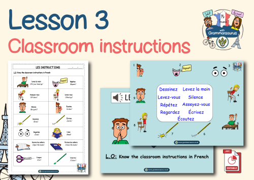 Year 3 French – Classroom Instructions – Lesson 3 - Grammarsaurus