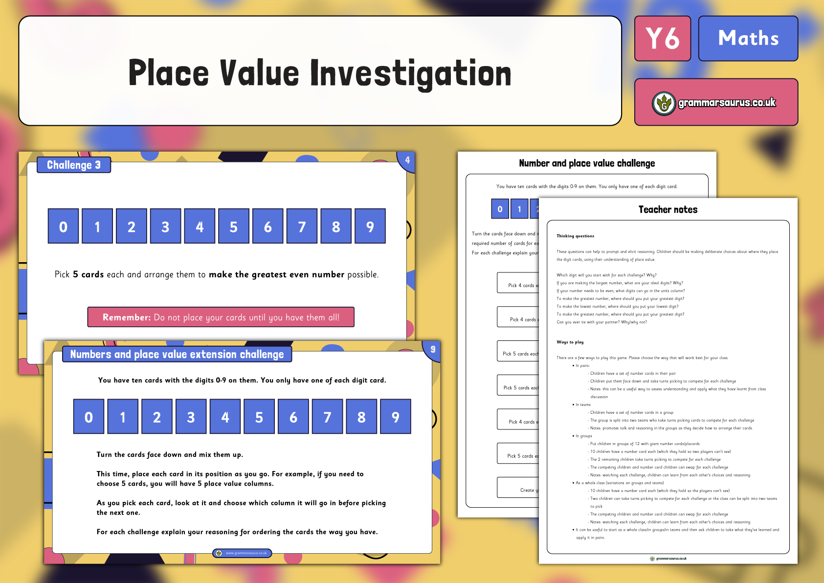 Year 6 Place Value – Investigation - Grammarsaurus