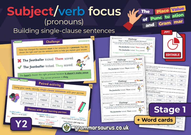 Year 2 The Place Value of Punctuation and Grammar – Subject/Verb focus ...