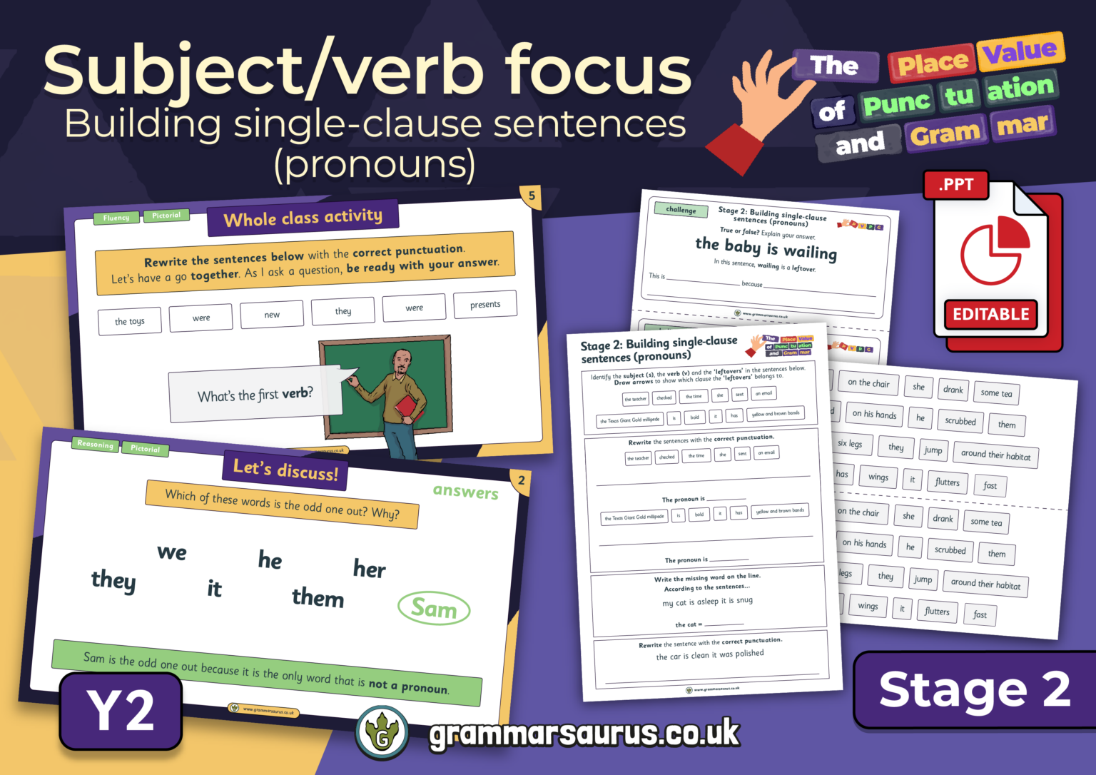 Year 2 The Place Value of Punctuation and Grammar - Subject/Verb focus ...