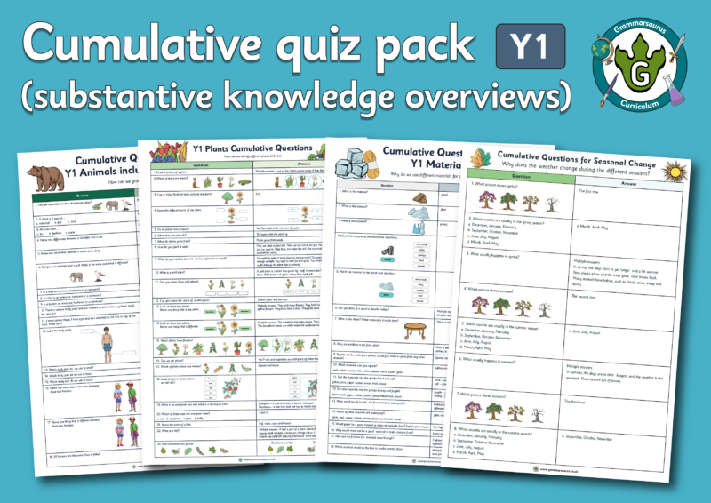 Y1 Cumulative Quiz Pack - Grammarsaurus