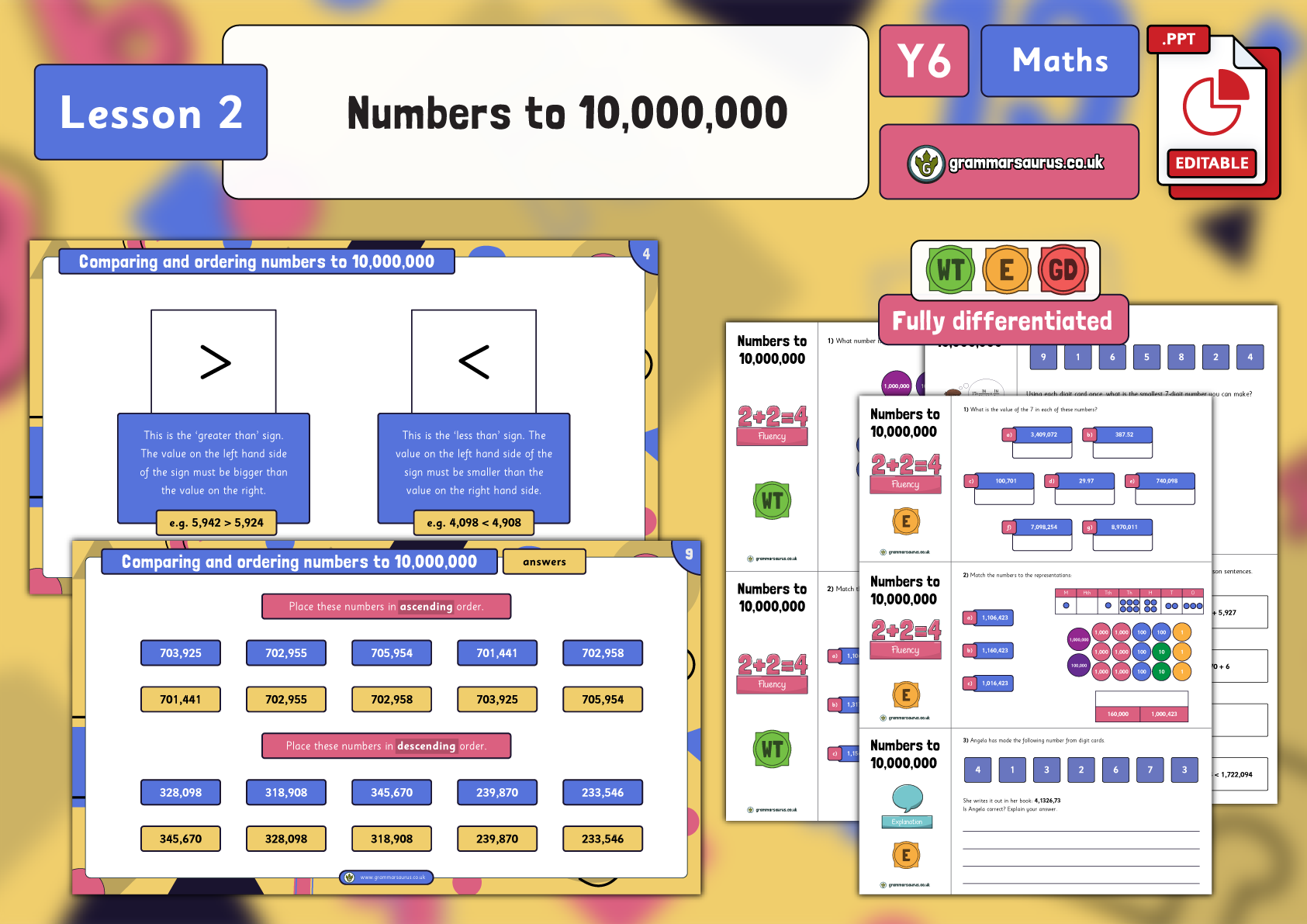 Year 6 Place Value - Numbers to 10,000,000 - Lesson 2 - Grammarsaurus