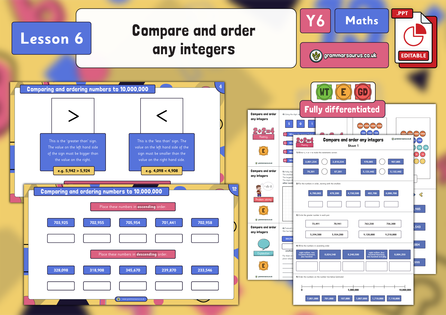 Year 6 Place Value - Compare and order any integers - Lesson 6 ...