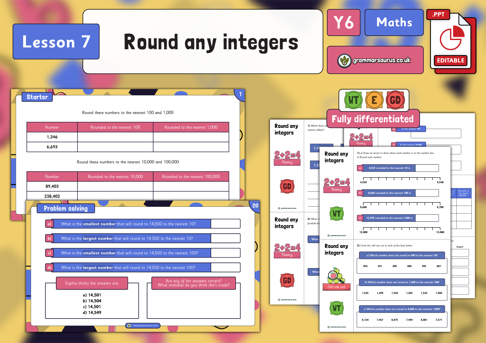 Year 6 Place Value - Round any integers - Lesson 7 - Grammarsaurus