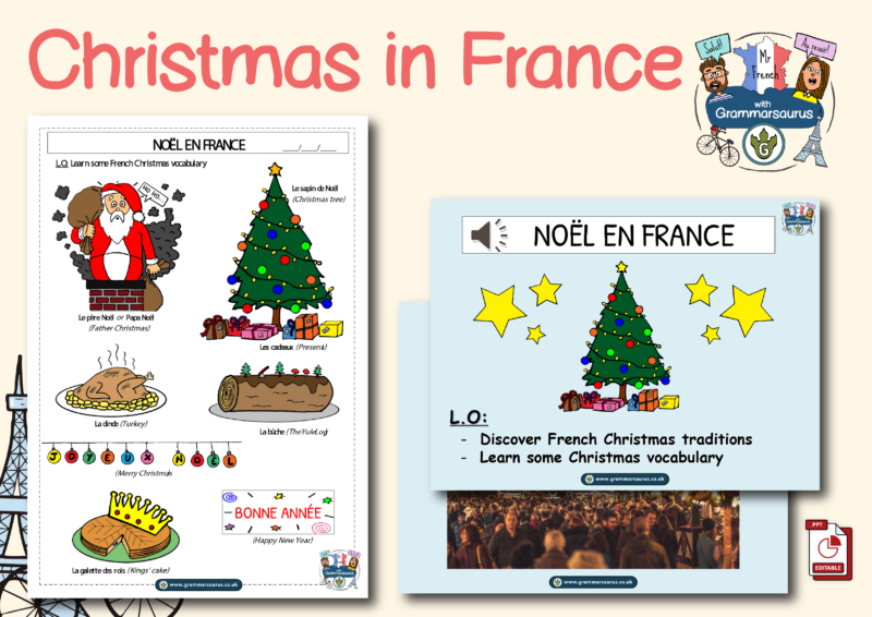 Year 4,5,6 French for Beginners - Christmas in France - Grammarsaurus