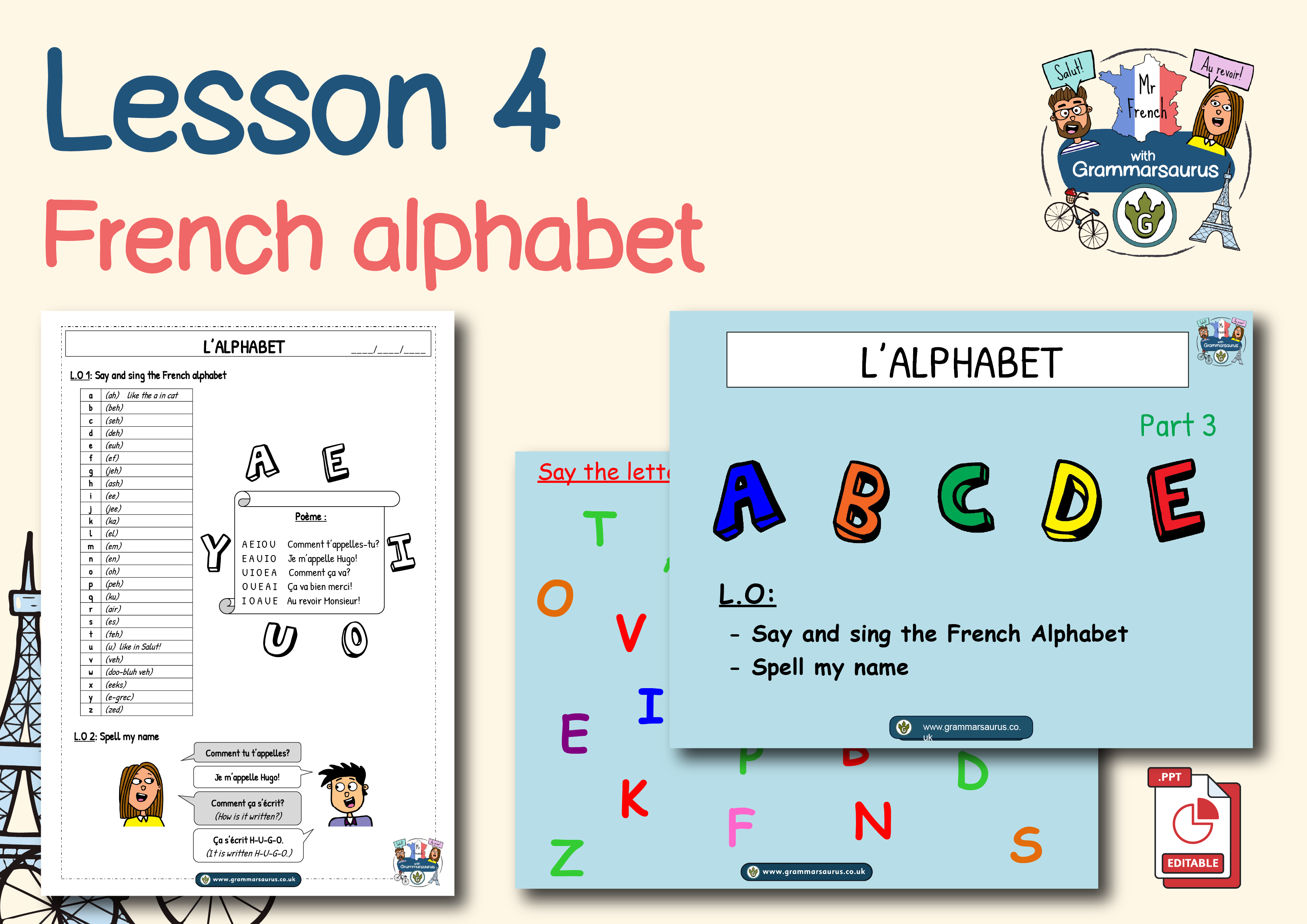 Year 3 French – French alphabet – Lesson 4 - Grammarsaurus