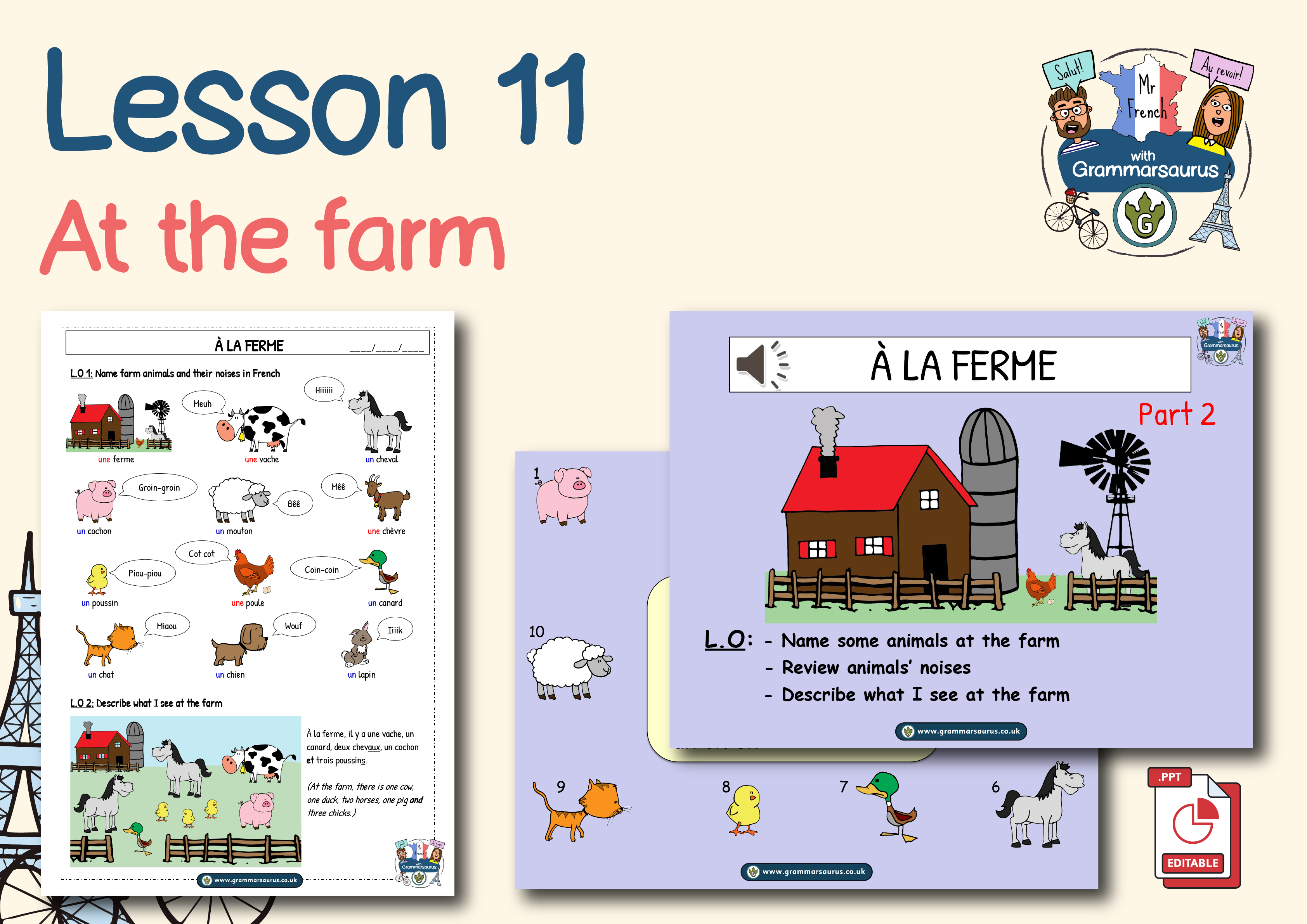 Year 3 French – At the farm – Lesson 11 - Grammarsaurus