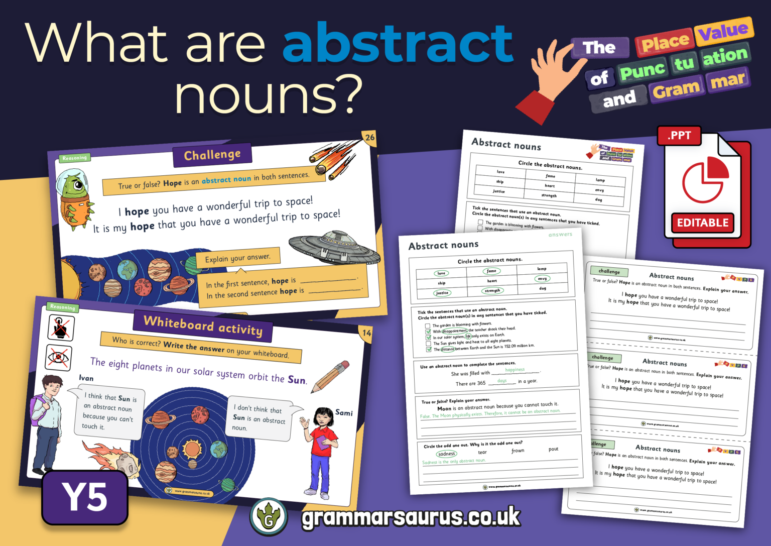 Year 5 The Place Value of Punctuation and Grammar – What are abstract ...
