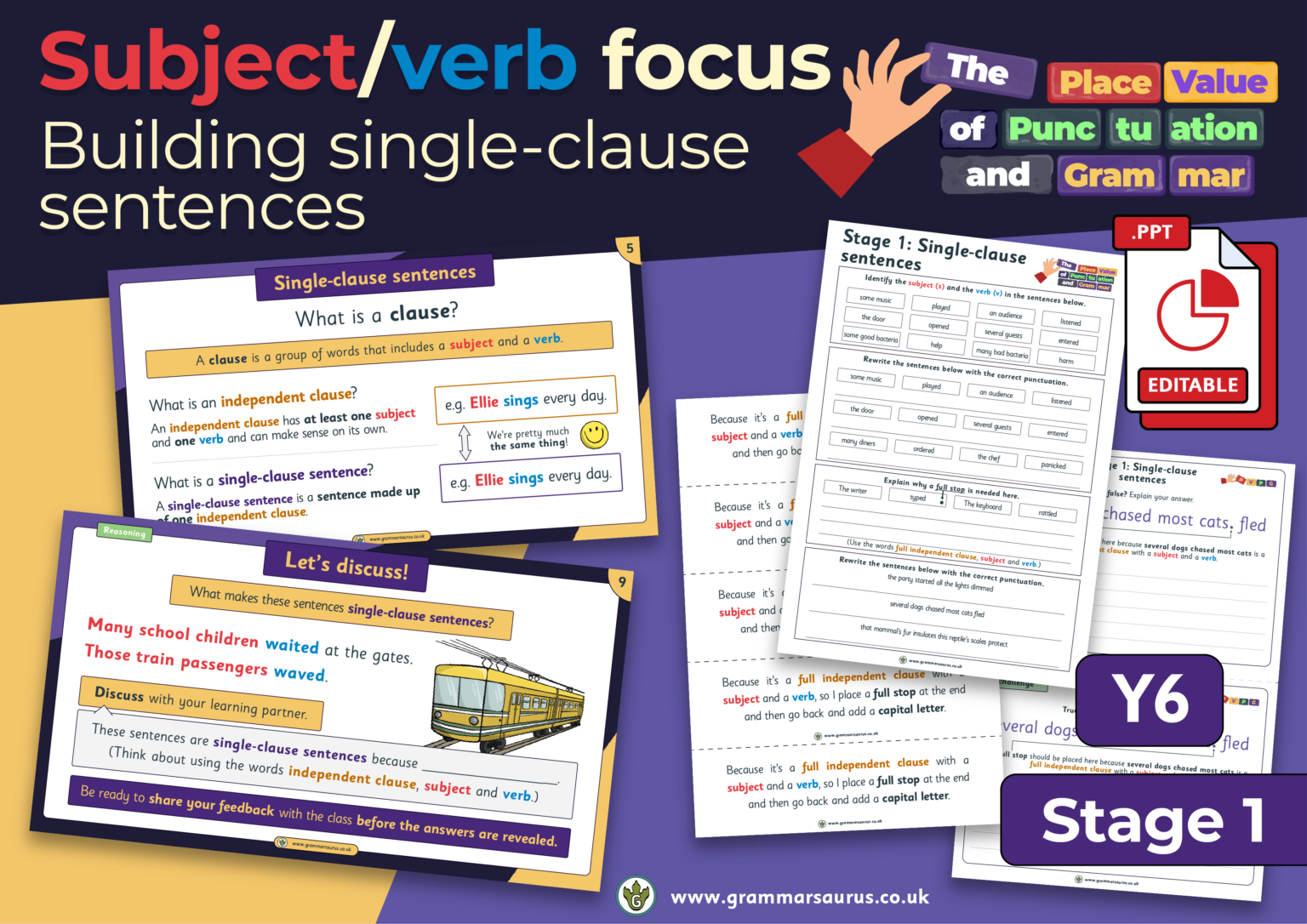 Year 6 The Place Value of Punctuation and Grammar – Subject/Verb focus ...