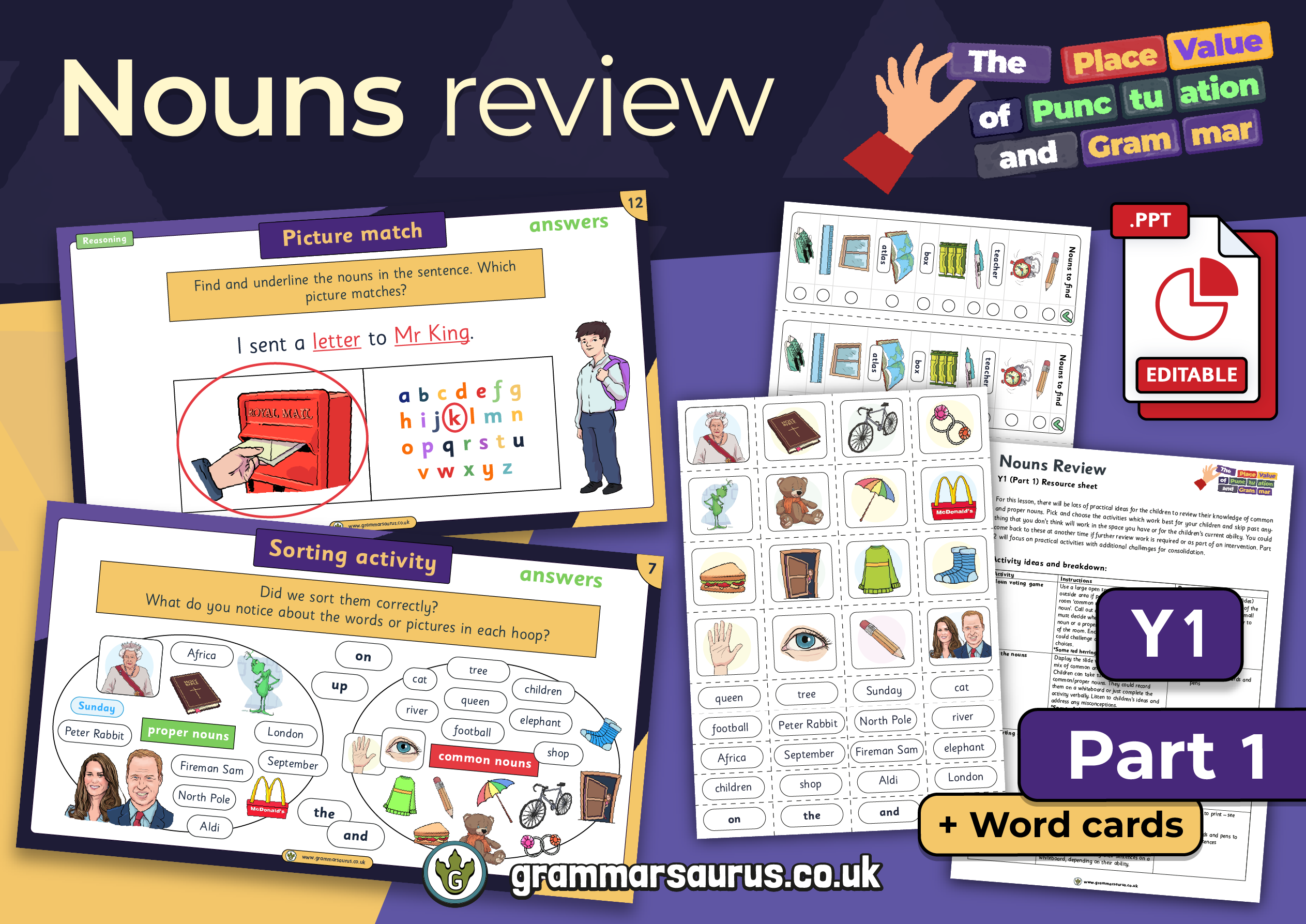 Year 1 The Place Value of Punctuation and Grammar – Nouns review - Part ...