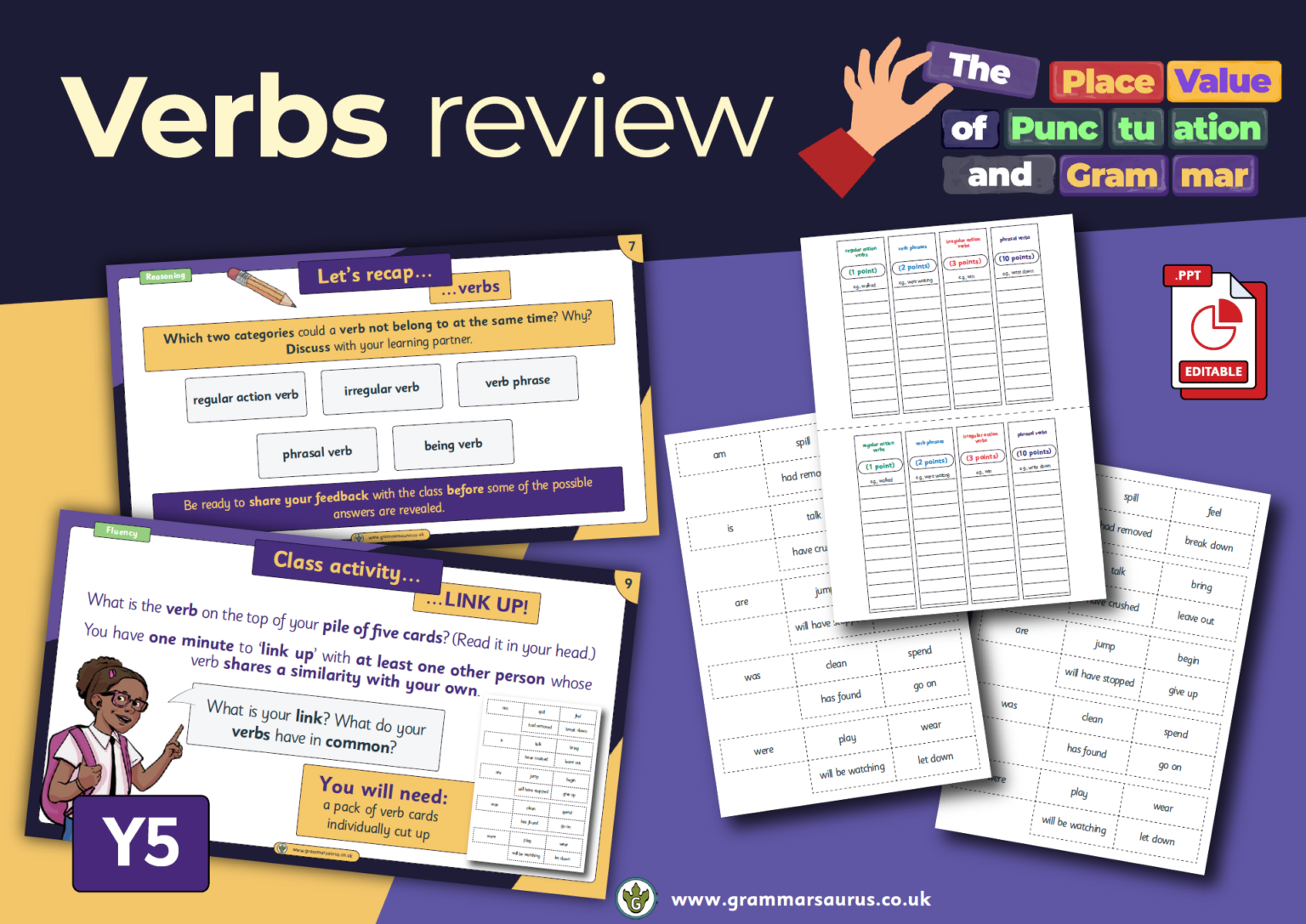 Year 5 The Place Value of Punctuation and Grammar – Verbs review ...