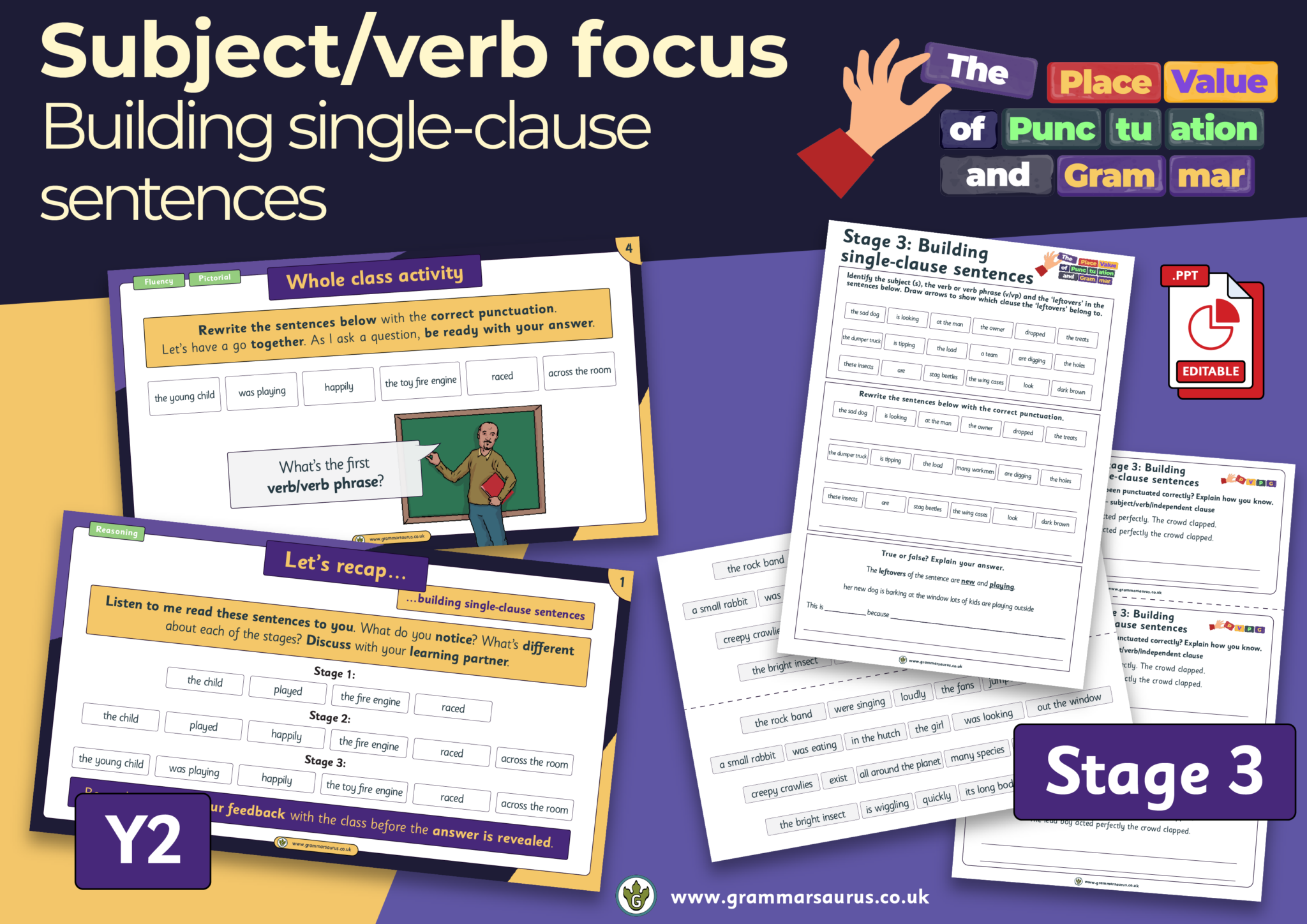 Year 2 The Place Value of Punctuation and Grammar – Subject/Verb focus ...