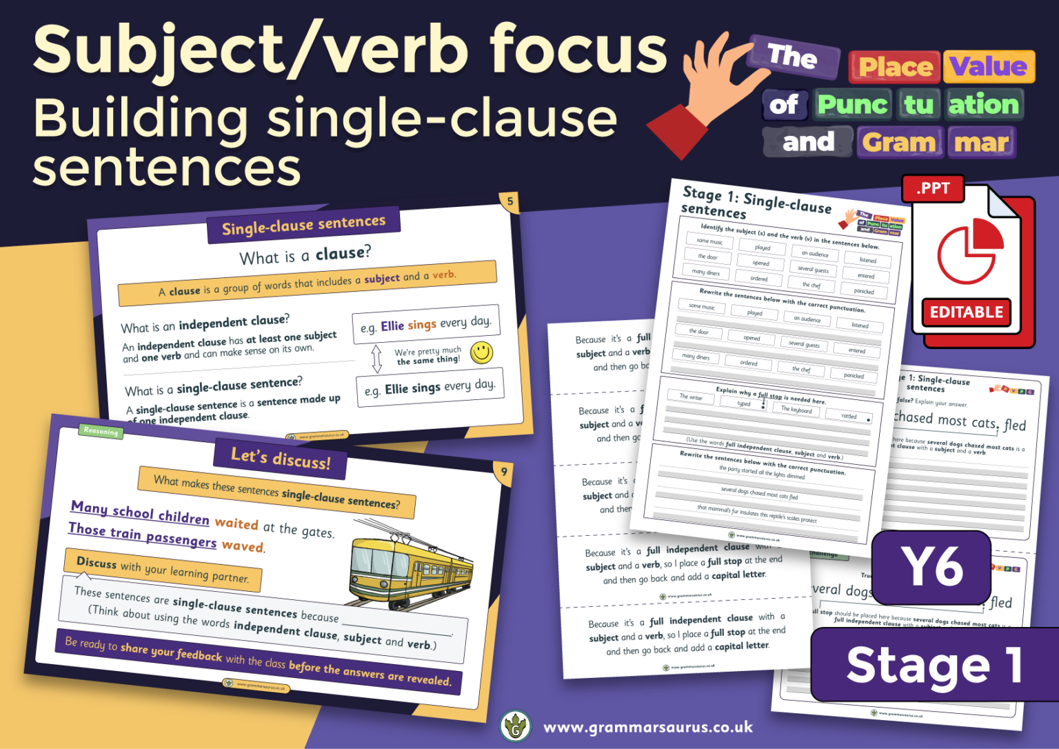Year 6 The Place Value of Punctuation and Grammar – Subject/Verb focus ...