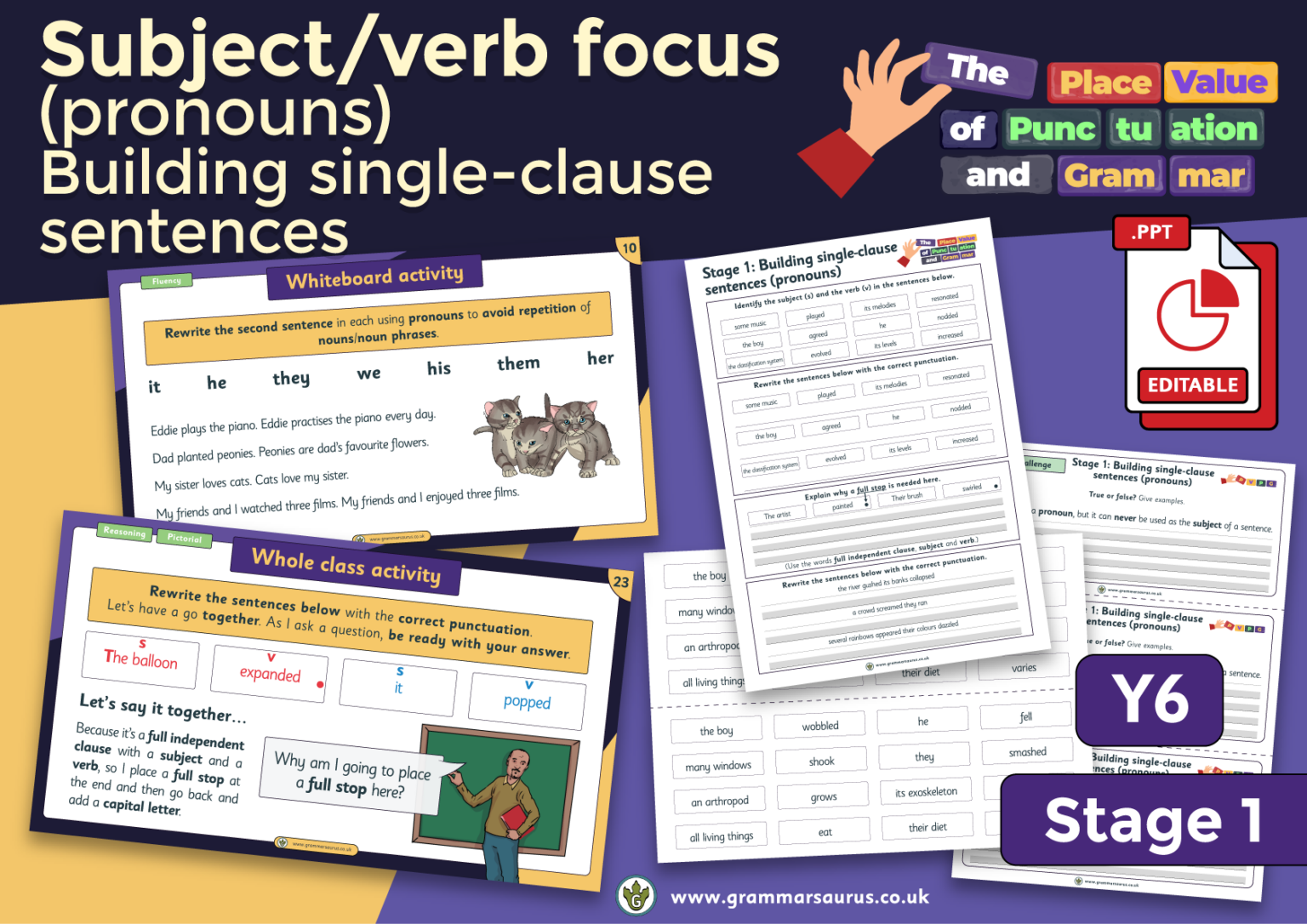 Year 6 The Place Value of Punctuation and Grammar – Subject/Verb focus ...