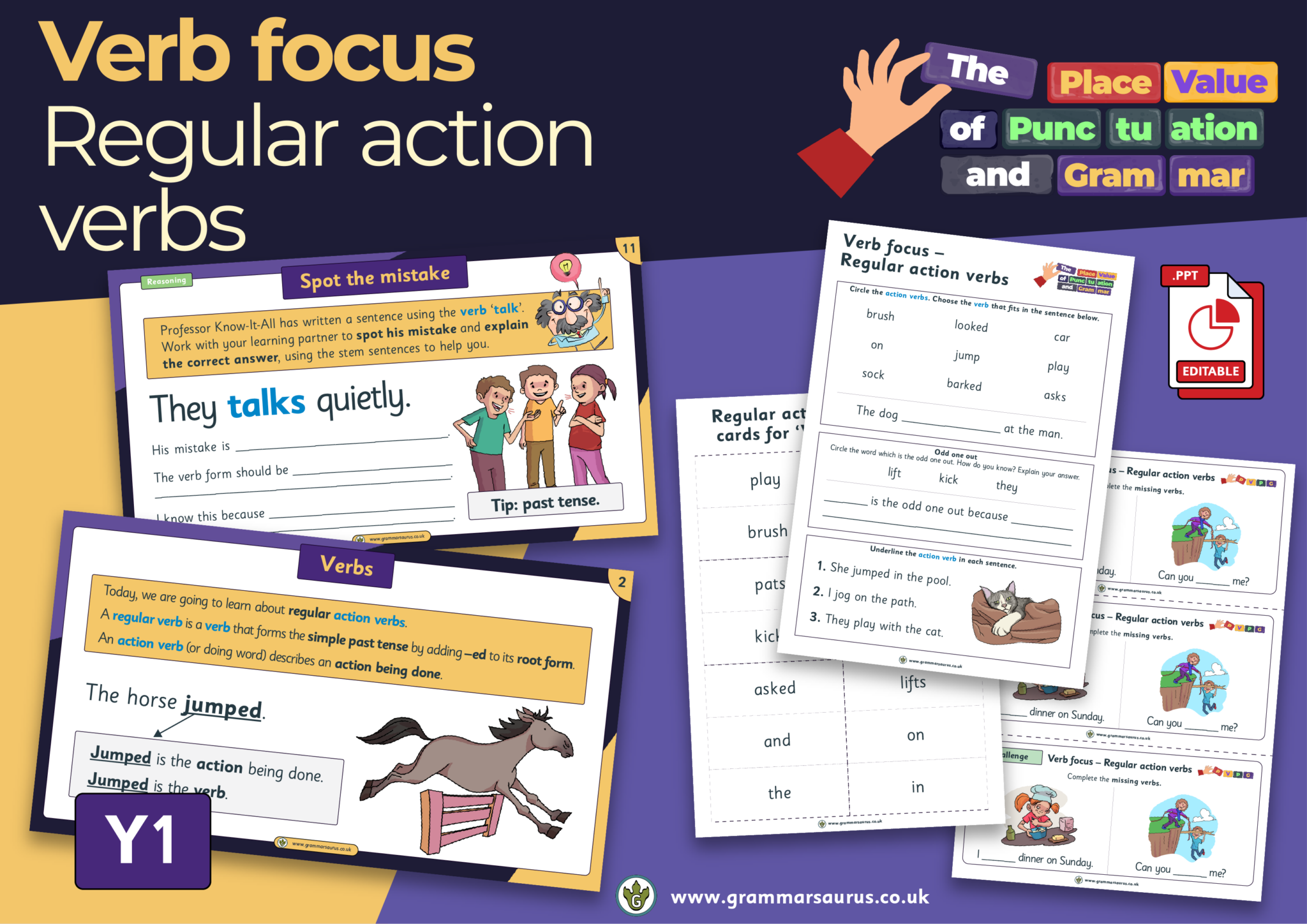 Year 1 The Place Value of Punctuation and Grammar – Verb focus ...