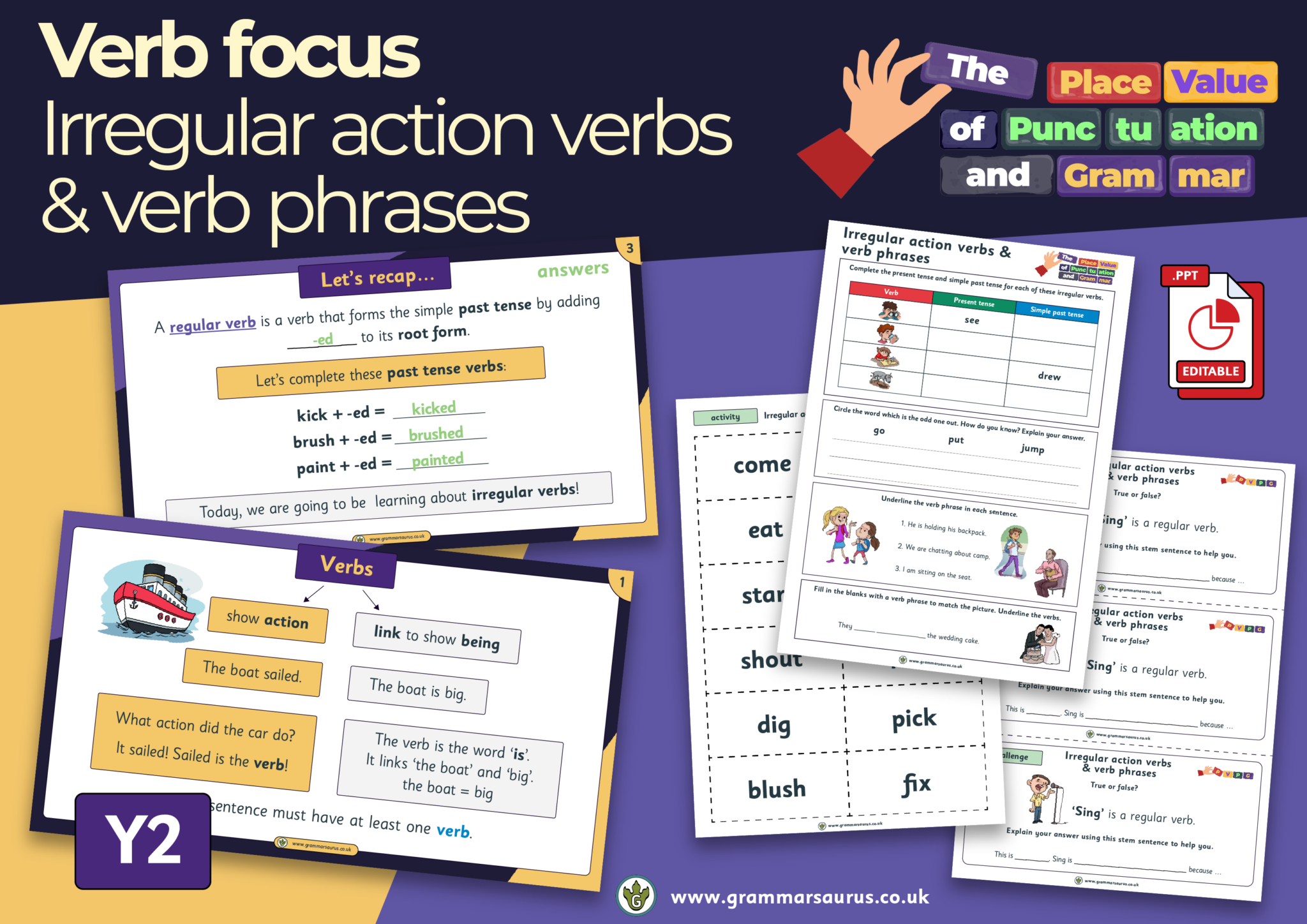 Year 2 The Place Value of Punctuation and Grammar – Verb focus ...