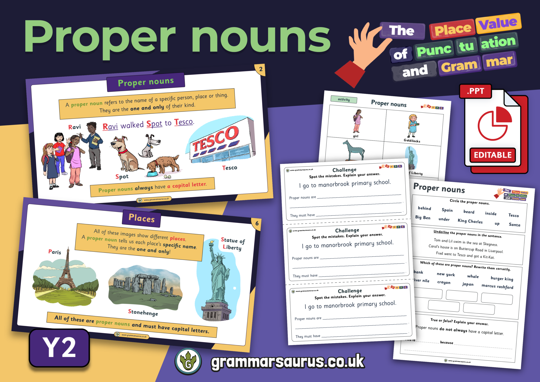 Year 2 The Place Value of Punctuation and Grammar – Proper nouns ...