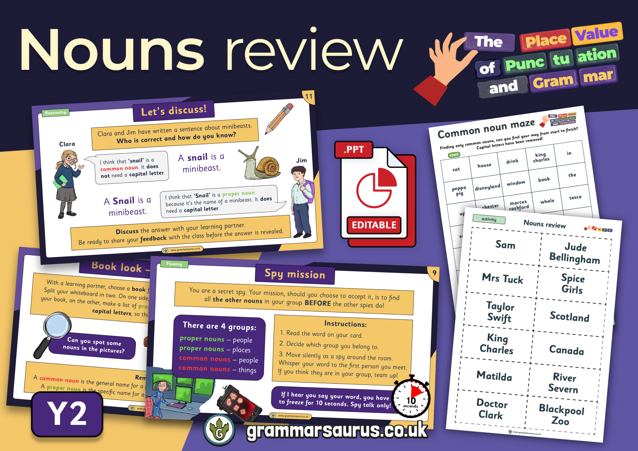 Year 2 The Place Value of Punctuation and Grammar – Nouns Review ...
