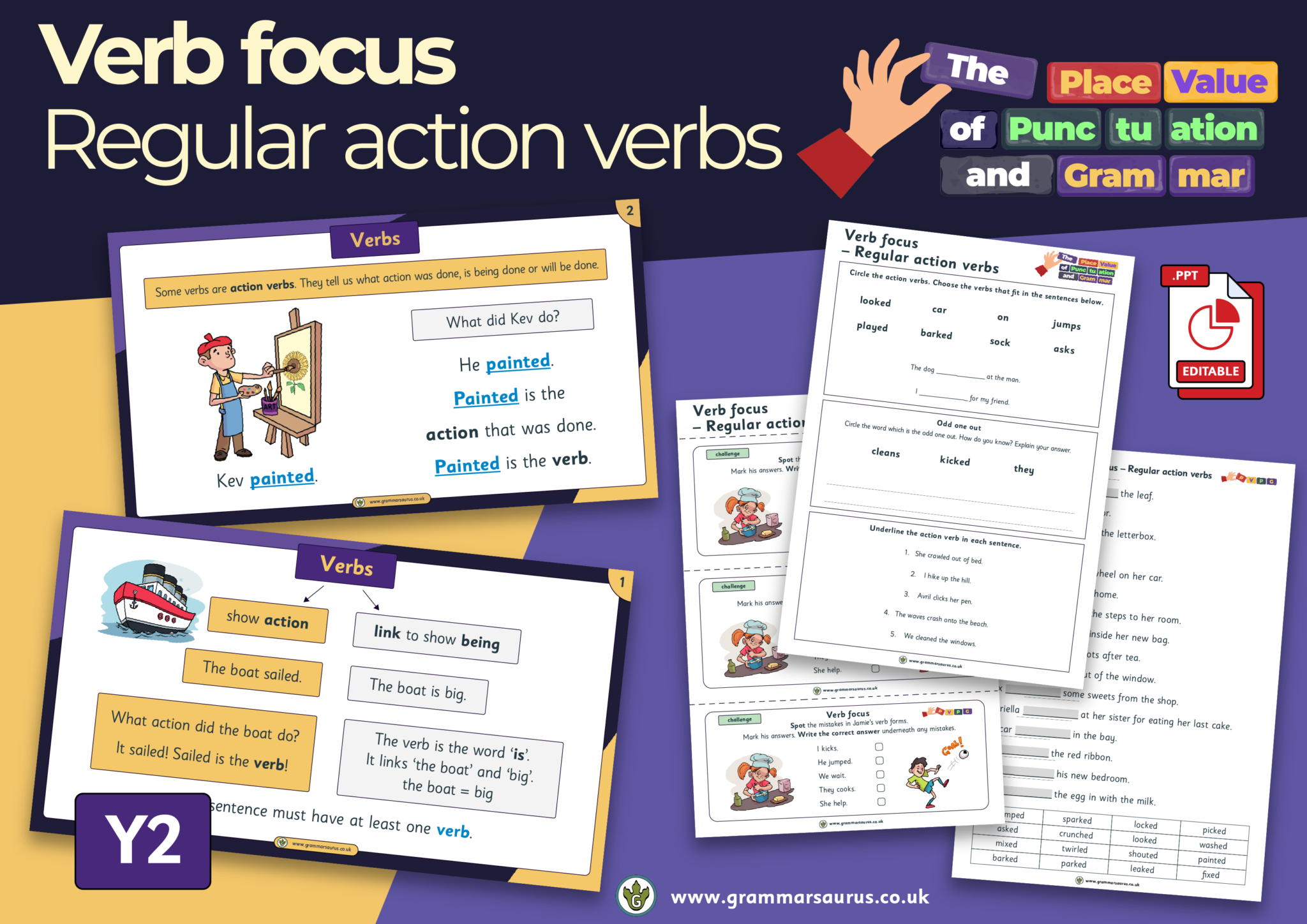 Year 2 The Place Value of Punctuation and Grammar – Verb focus ...