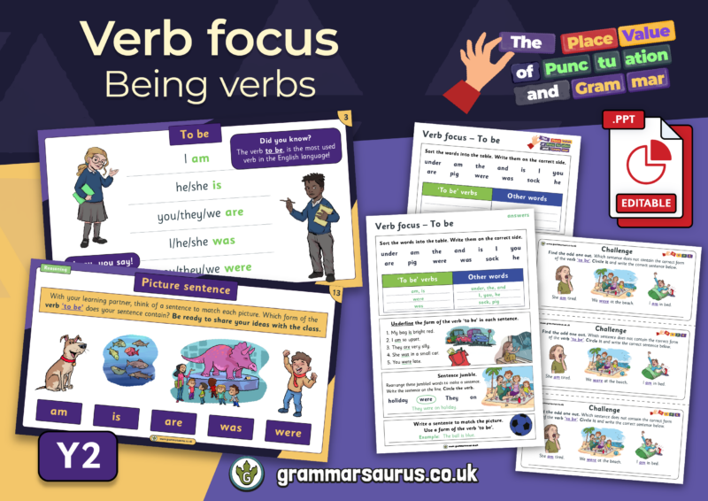 Year 2 The Place Value of Punctuation and Grammar – Verb focus - Being ...