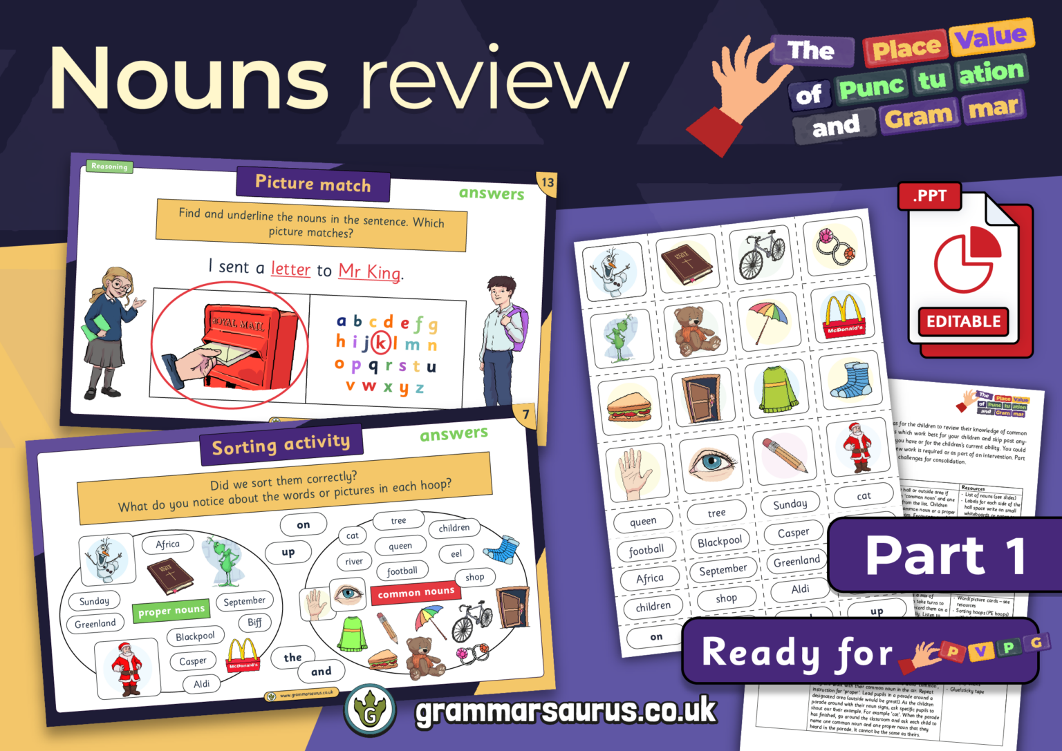 Ready for The Place Value of Punctuation and Grammar – Nouns review ...