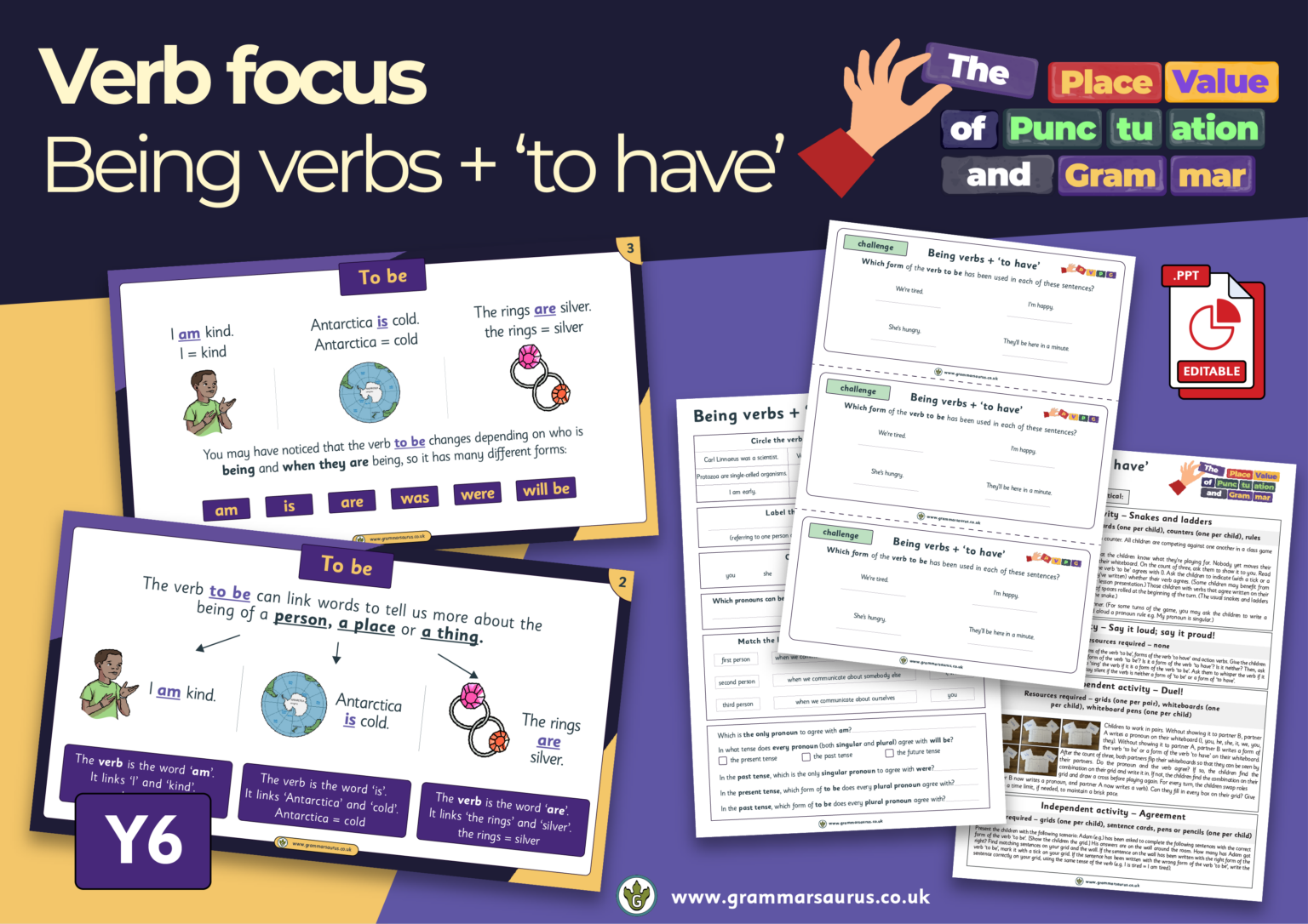 Year 6 The Place Value of Punctuation and Grammar – Verb focus - Being ...