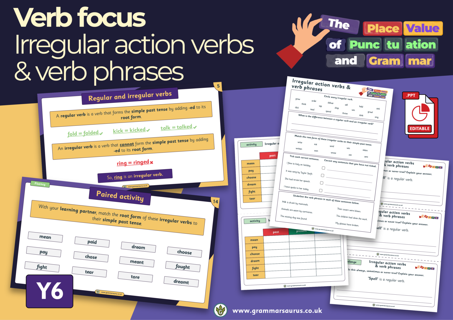 Year 6 The Place Value of Punctuation and Grammar – Verb focus ...
