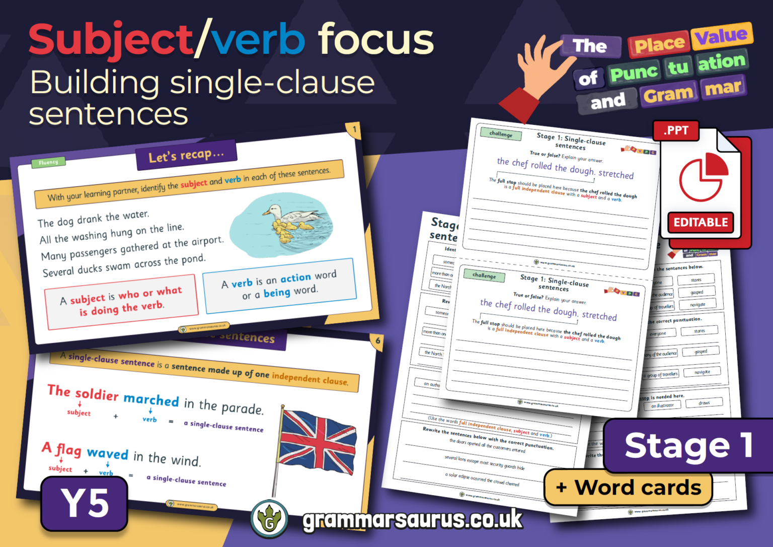 Year 5 The Place Value of Punctuation and Grammar – Subject/Verb focus ...