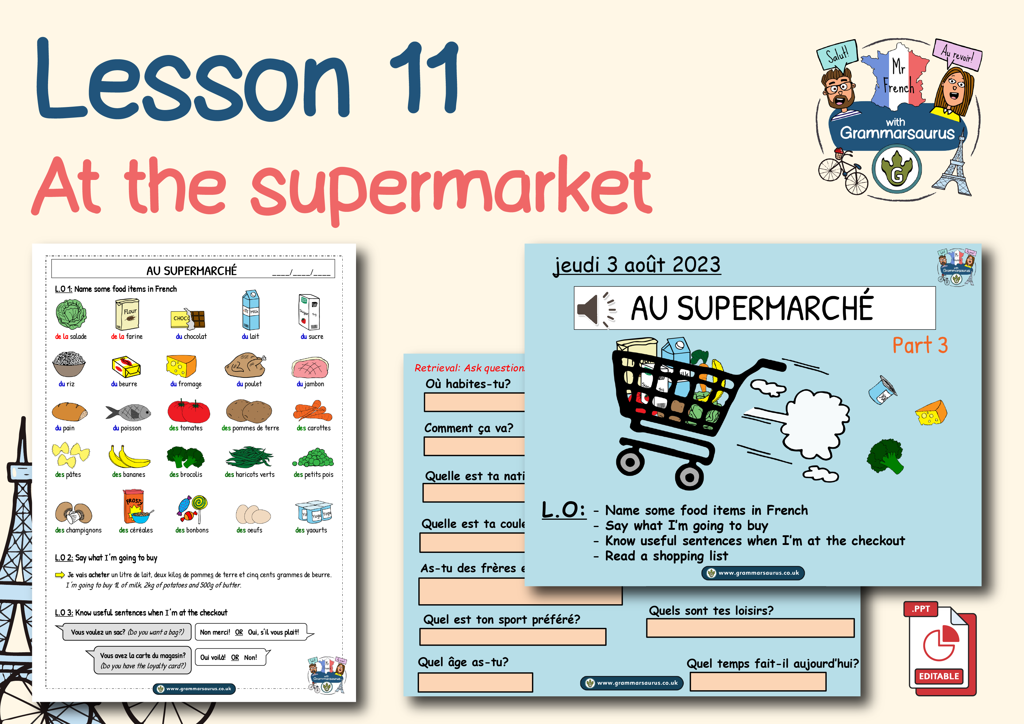 Year 5 French – At the supermarket – Lesson 11 - Grammarsaurus