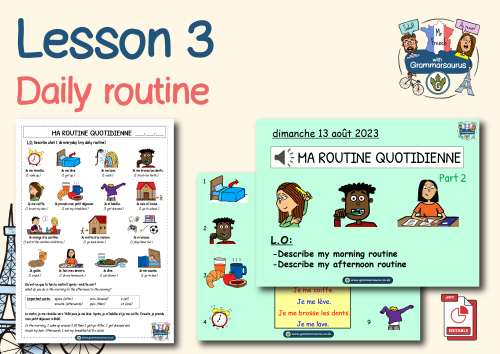 Year 6 French – Daily routine – Lesson 3 - Grammarsaurus