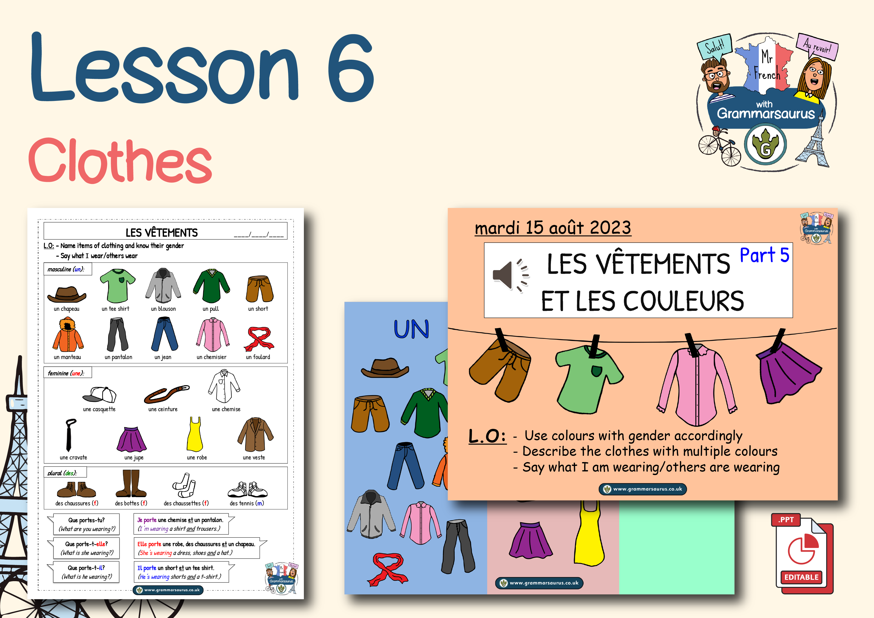 Year 6 French – Clothes – Lesson 6 - Grammarsaurus
