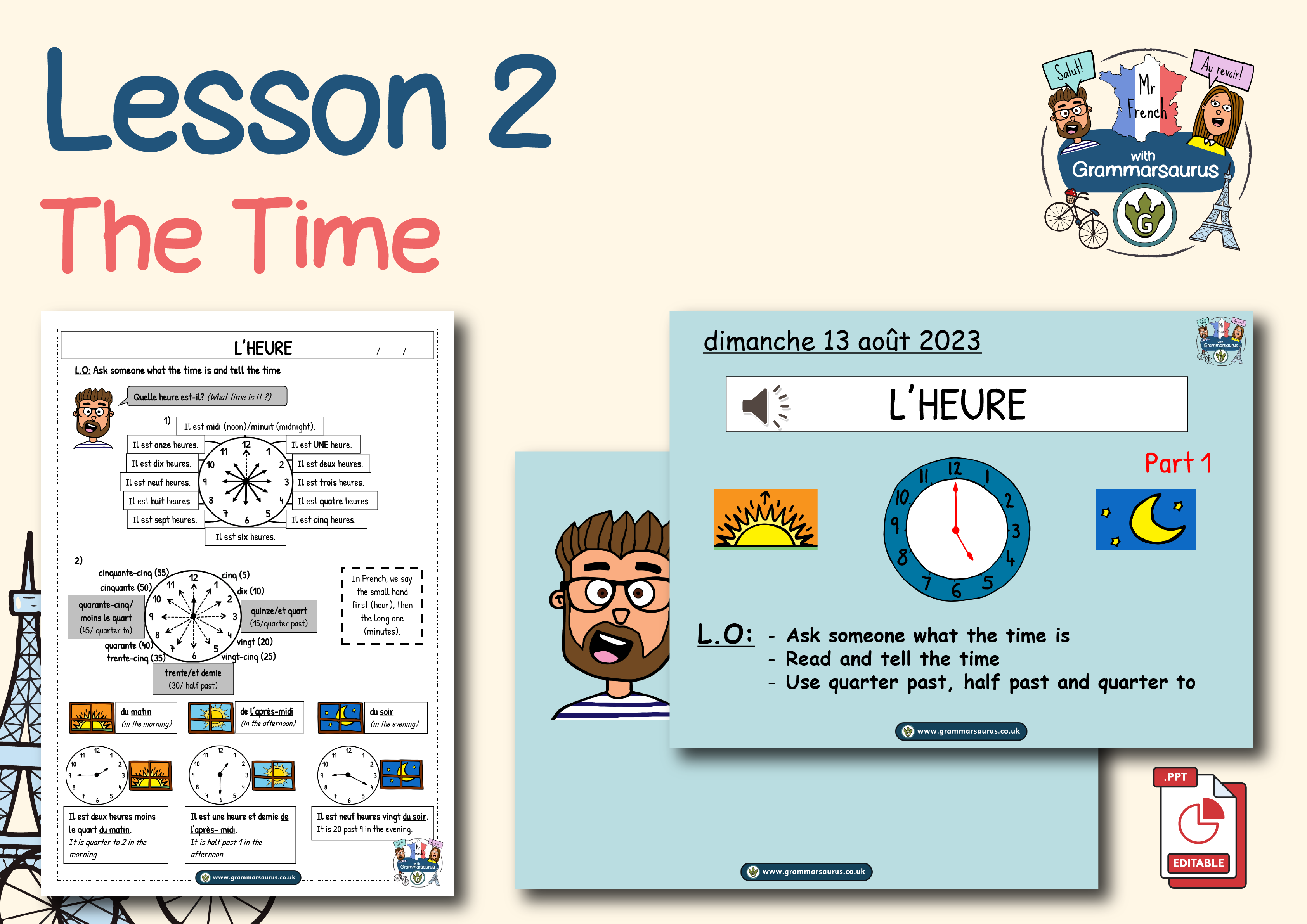 Year 6 French – The Time – Lesson 2 - Grammarsaurus