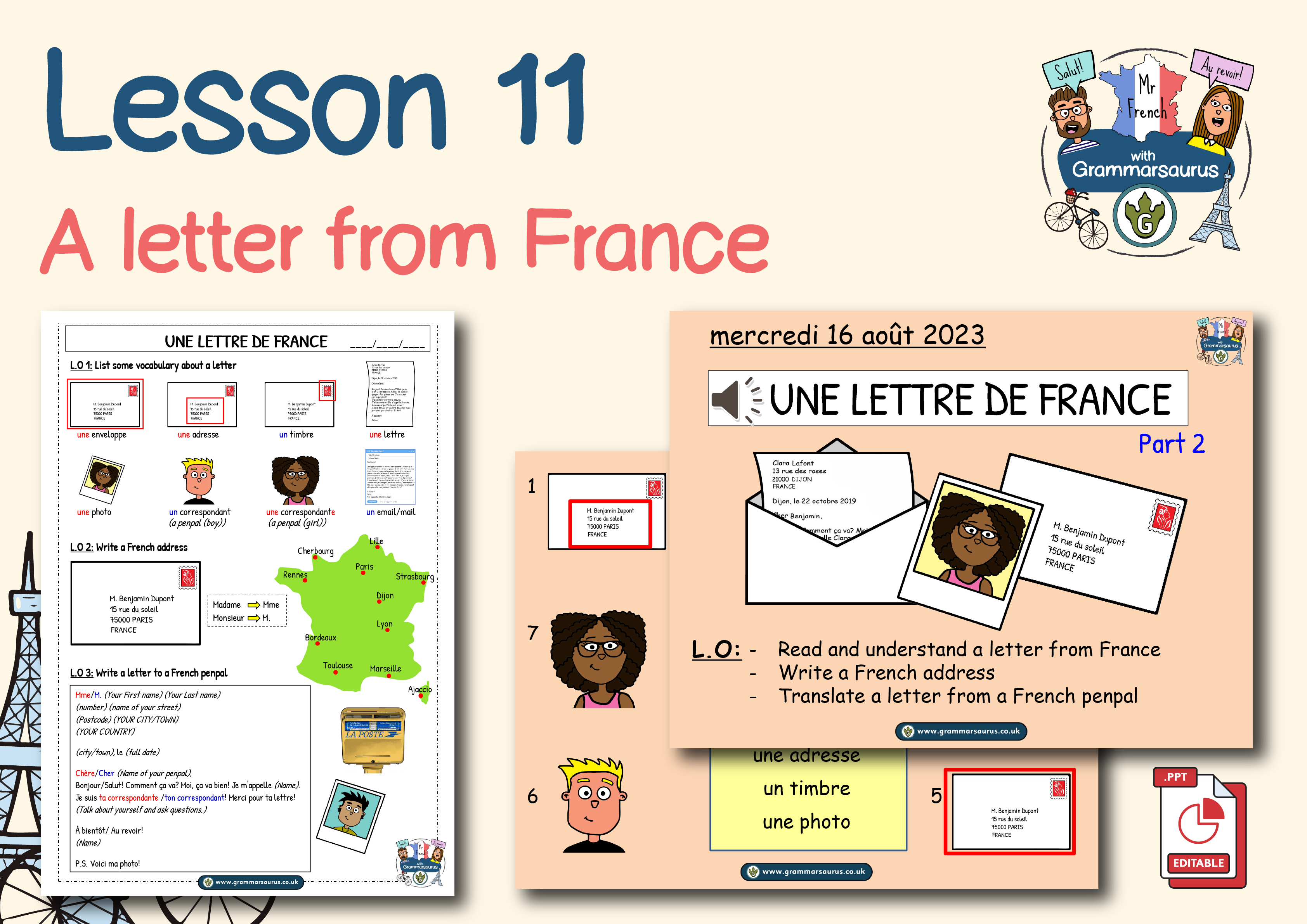 Year 6 French – A letter from France – Lesson 11 - Grammarsaurus