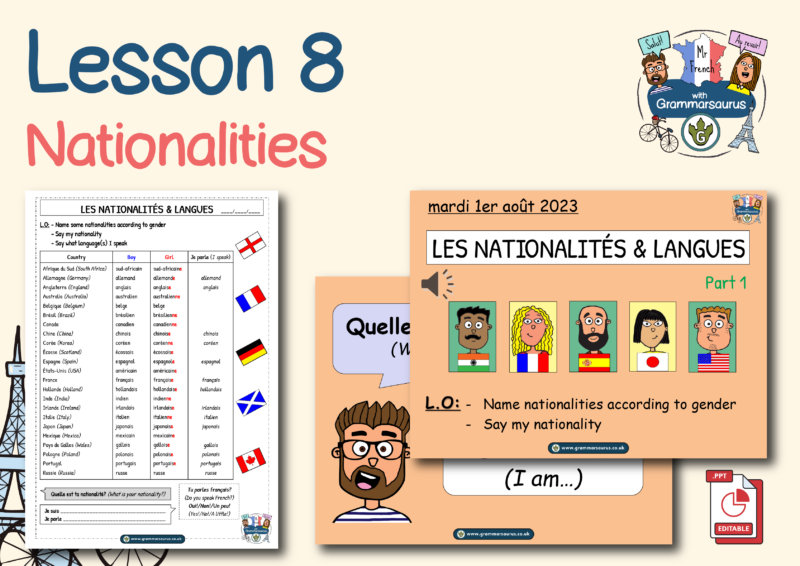 Year 5 French – Nationalities – Lesson 8 - Grammarsaurus